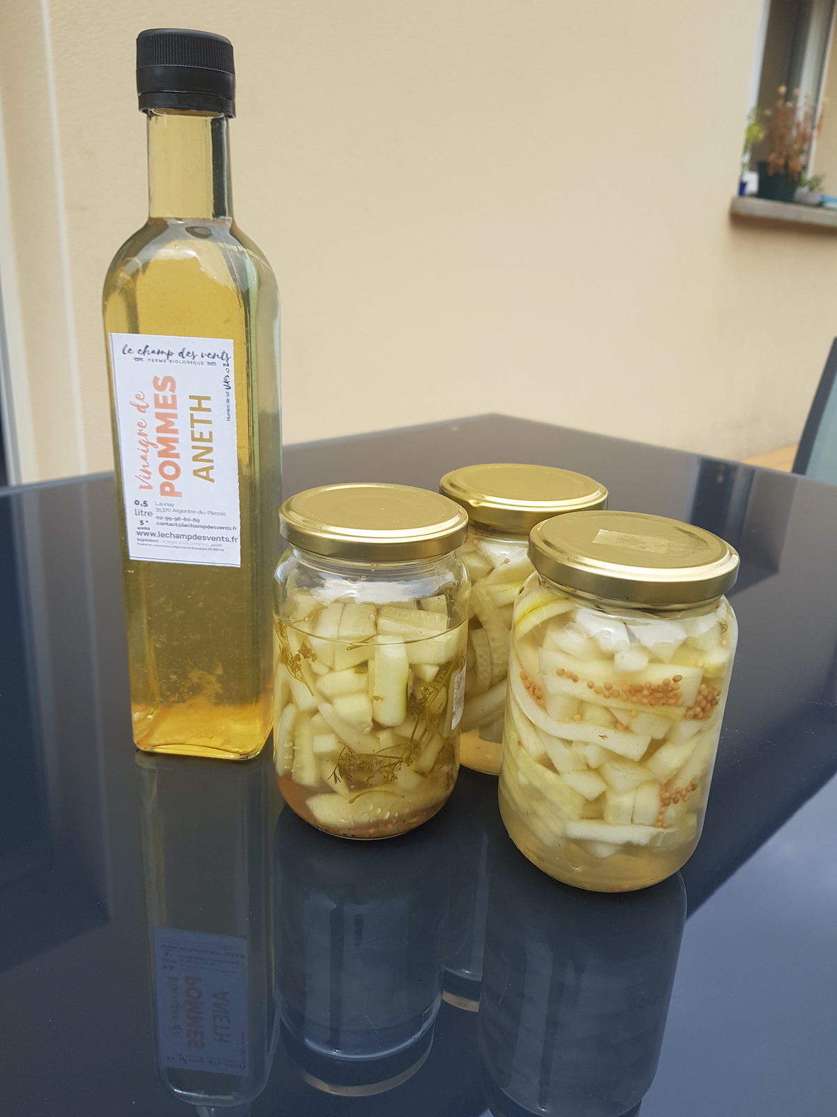 Pickles au vinaigre pommes-aneth - lechampdesvents.fr